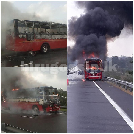 දක්ෂිණ අධිවේගී මාර්ගයේදී ලංගම බස් රථයක් ගිනිබත් වෙයි - Photos - Bus ...